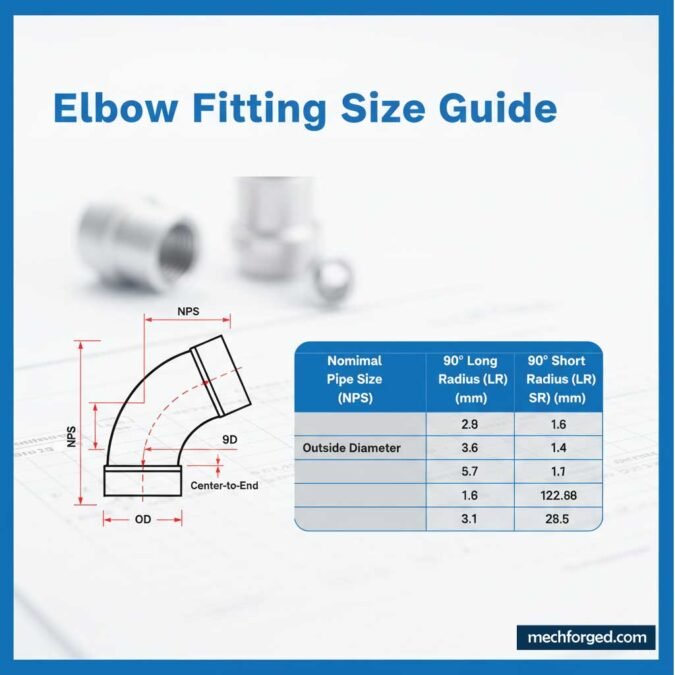Elbow Fitting Size Chart (2026) Complete Guide + PDF - Mech Forged