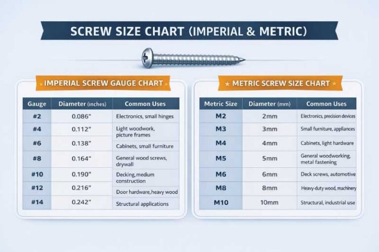 Screw Size Chart: Complete Guide 2026 + Free PDF - Mech Forged